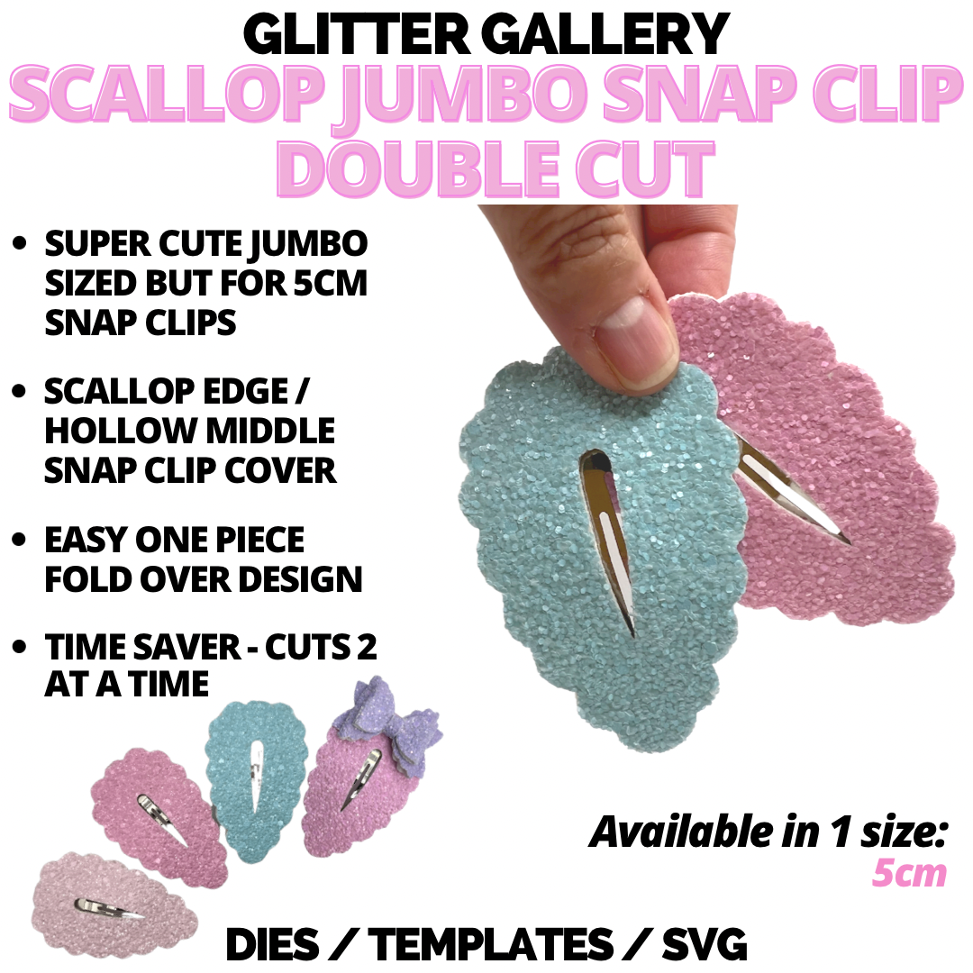 Jumbo Scallop Snap Clip 5cm Double Cut TEMPLATE – www.glittergallery.com.au