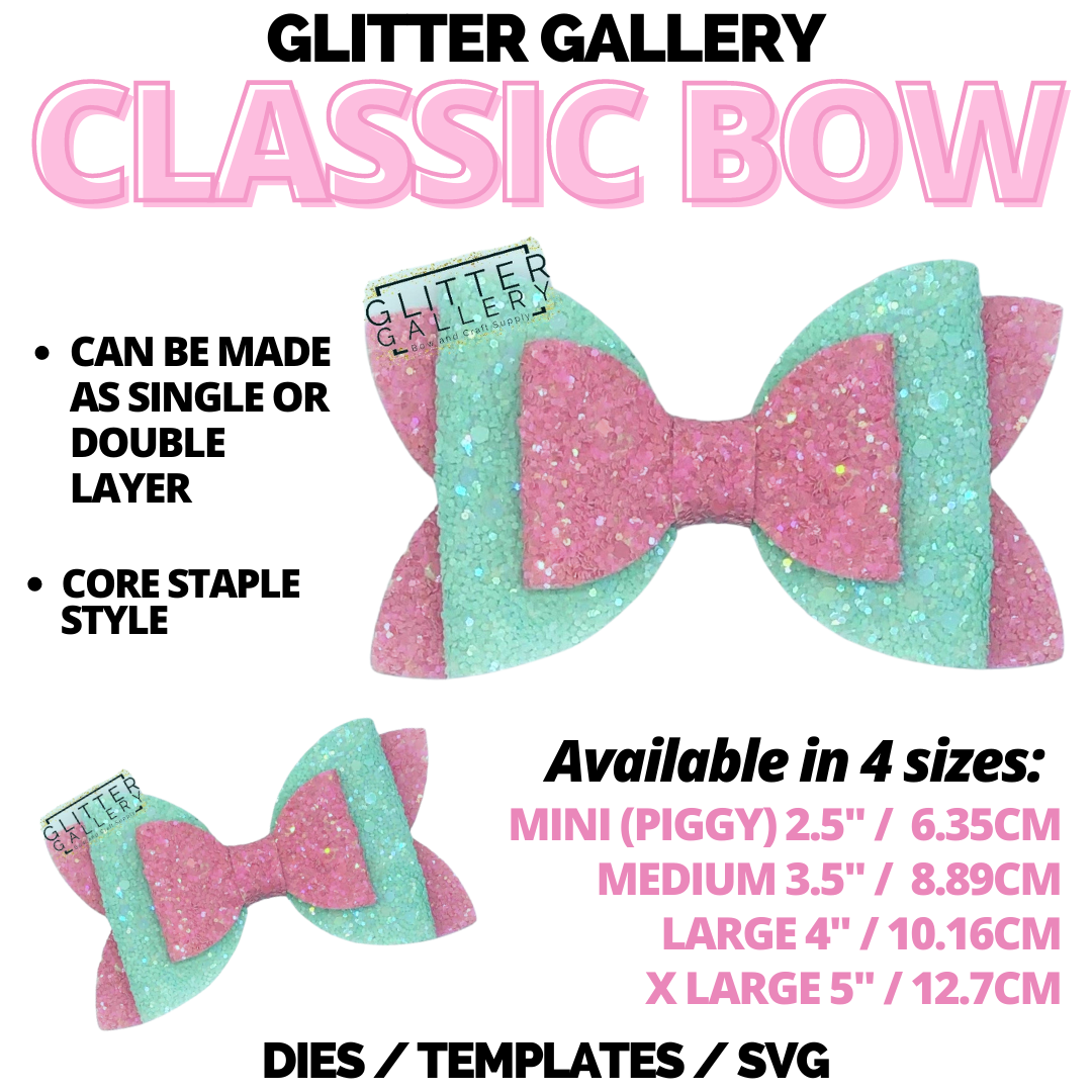 Classic Bow - Mini 2.5 inch / 6.35cm TEMPLATE – www.glittergallery.com.au
